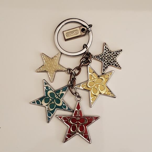 Coach | Accessories | Coach Five Star Key Ring Silver Tone Red Teal ...